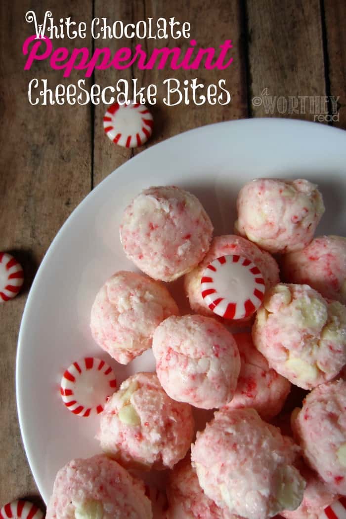 White Chocolate Peppermint Cheesecake Bites