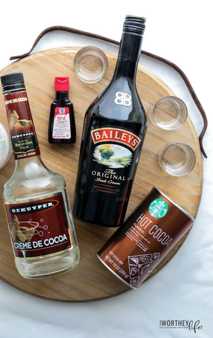 Red Velvet Baileys Shots Recipe Idea for Valentine's Day