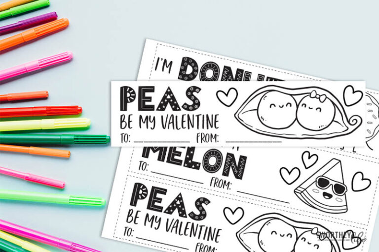 Adorable Easy to Color Bookmark Printable for Kids Valentine's