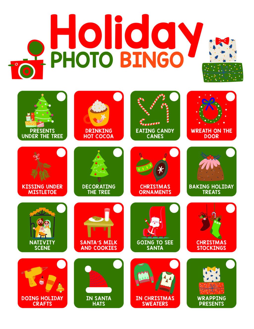 Holiday Photo Bingo Printable