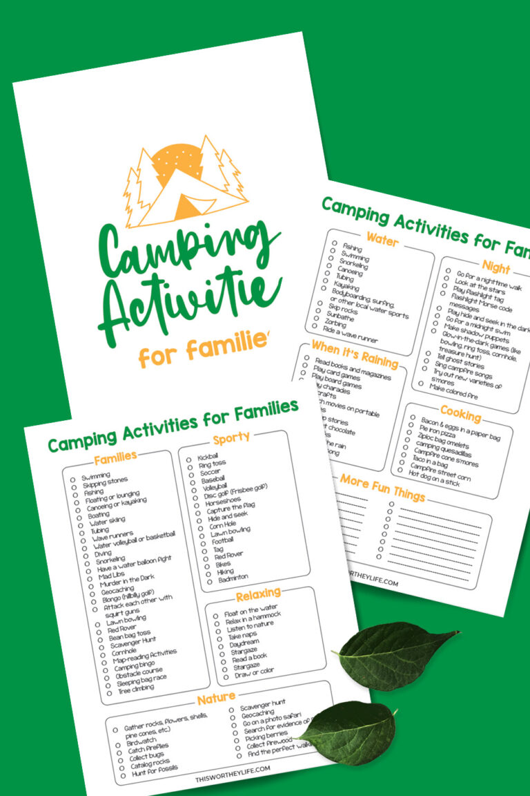 Camping Activities For Families - Free Printables