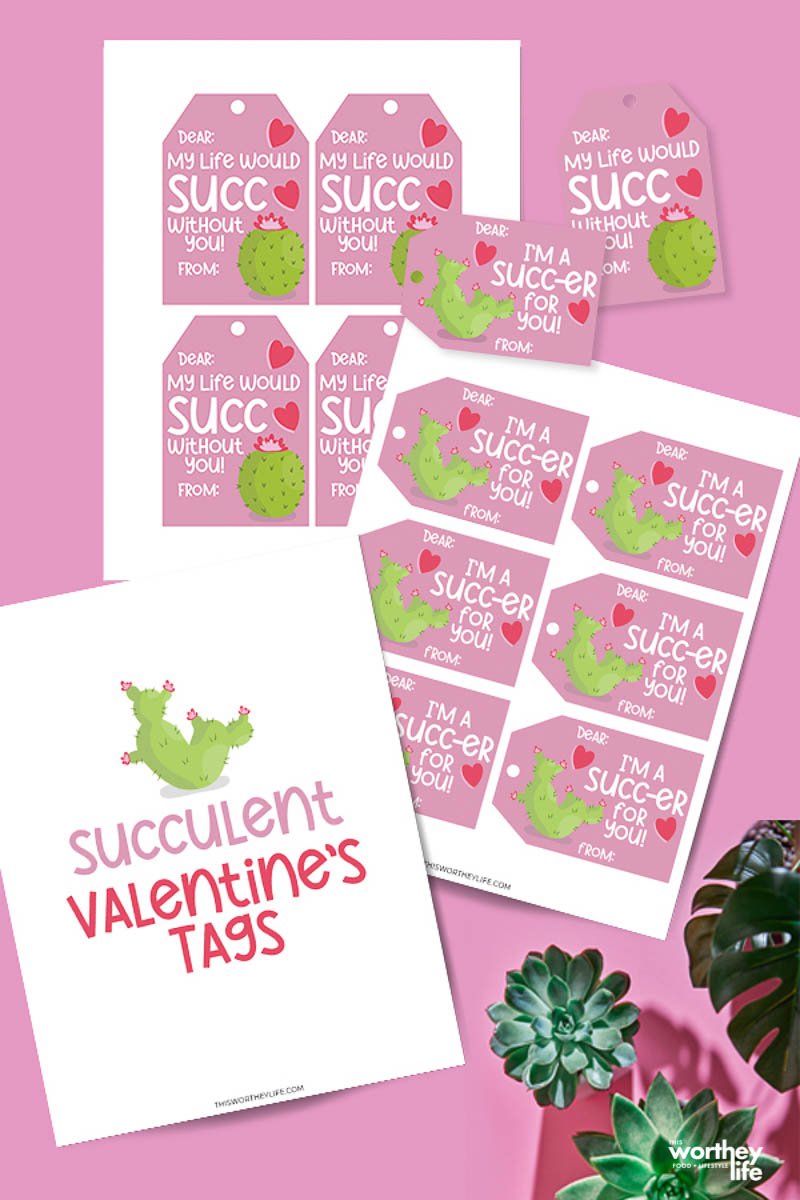 Succulent Free Printable Valentine's Tags