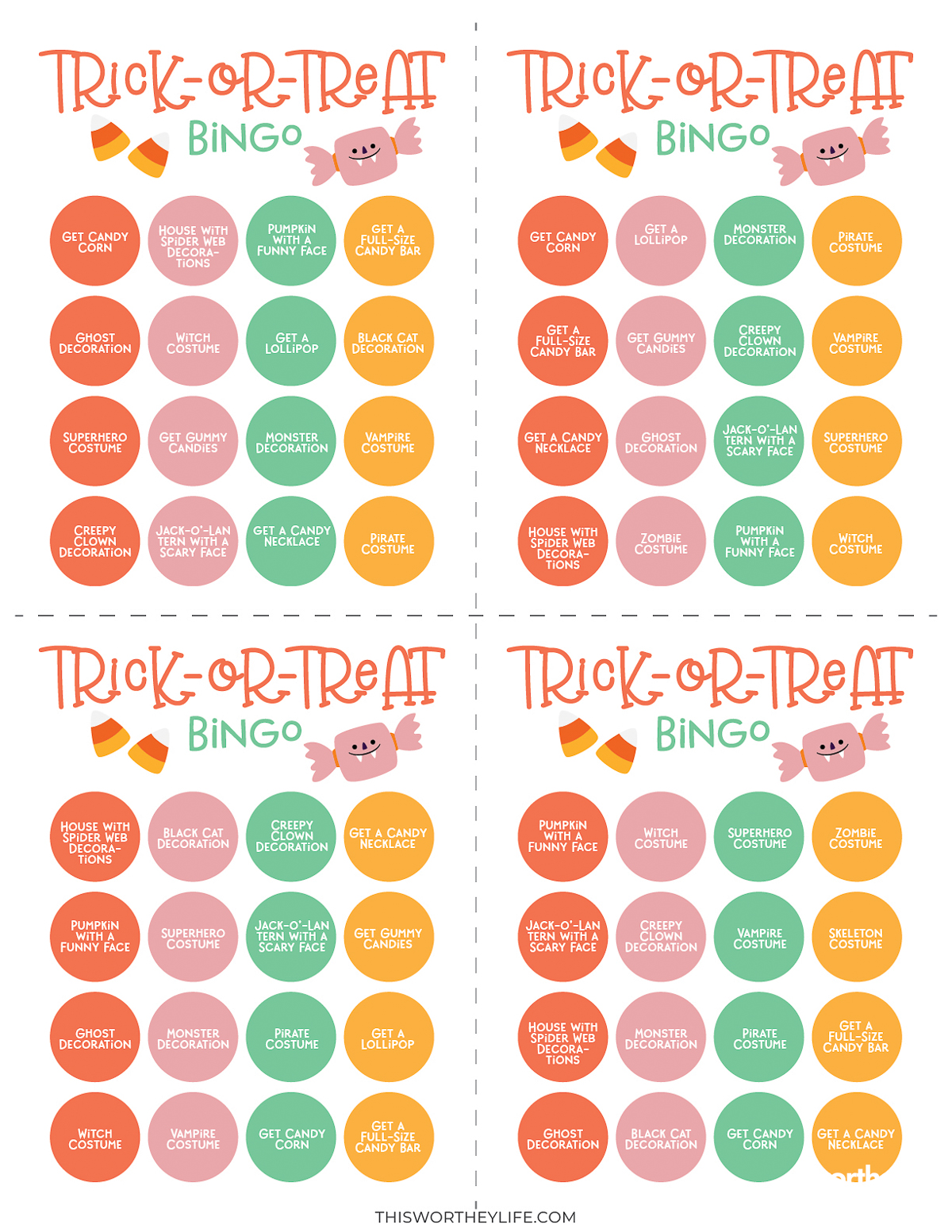 Trick or Treat Bingo Printable